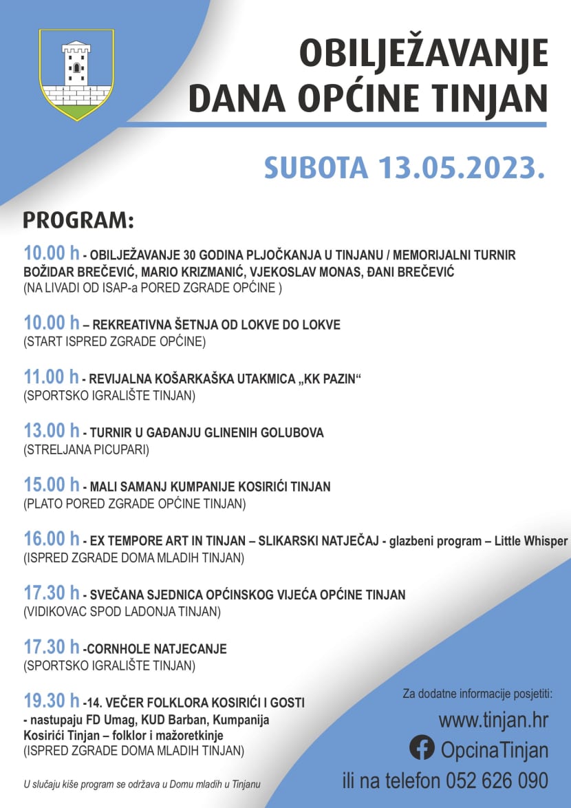 TINJAN: Sutra se slave Dan Općine i trideseta obljetnica pljočkanja ...