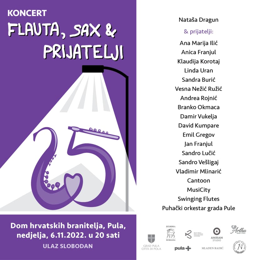 Uz slobodan ulaz - sutra tradicionalni koncert u Puli 'Flauta, sax ...